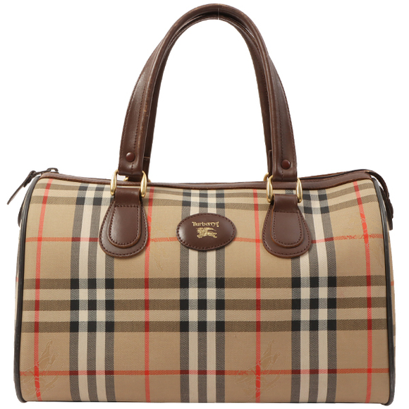 Burberry | Bags | Burberry Nova Check Pattern Logo Embossed Boston Bag ...